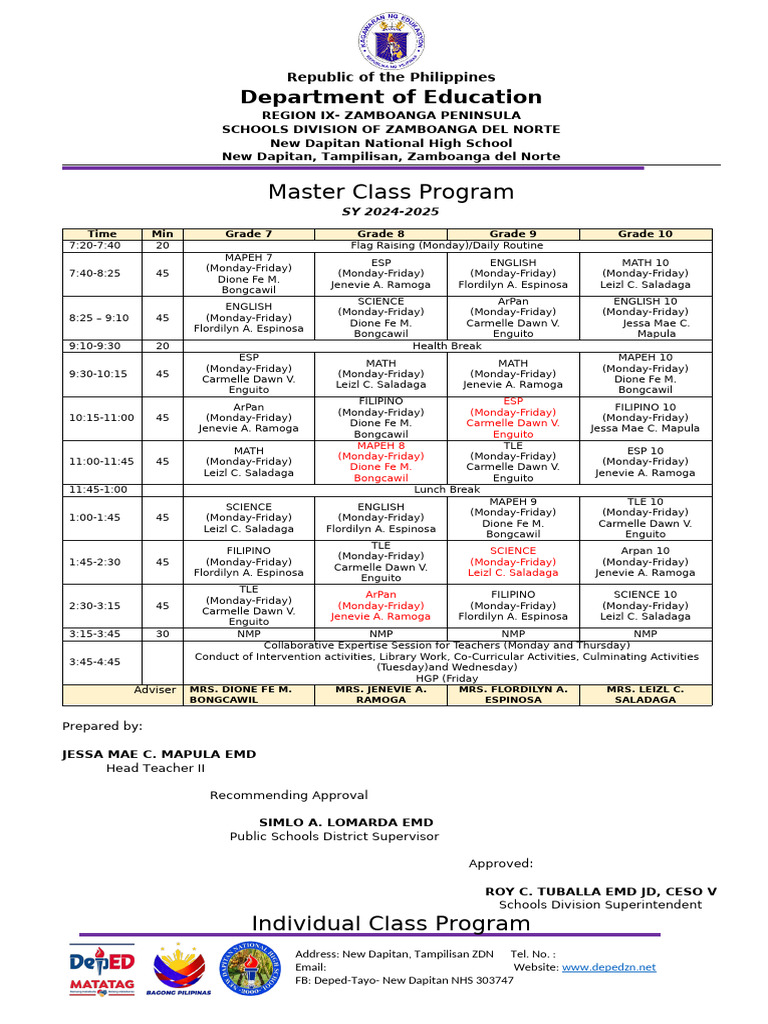 Master Class Program SY 24 25 | PDF