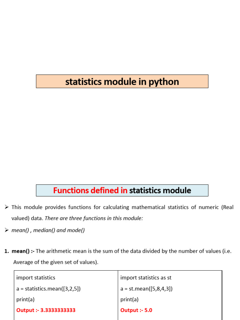 63) Statistics Module | PDF