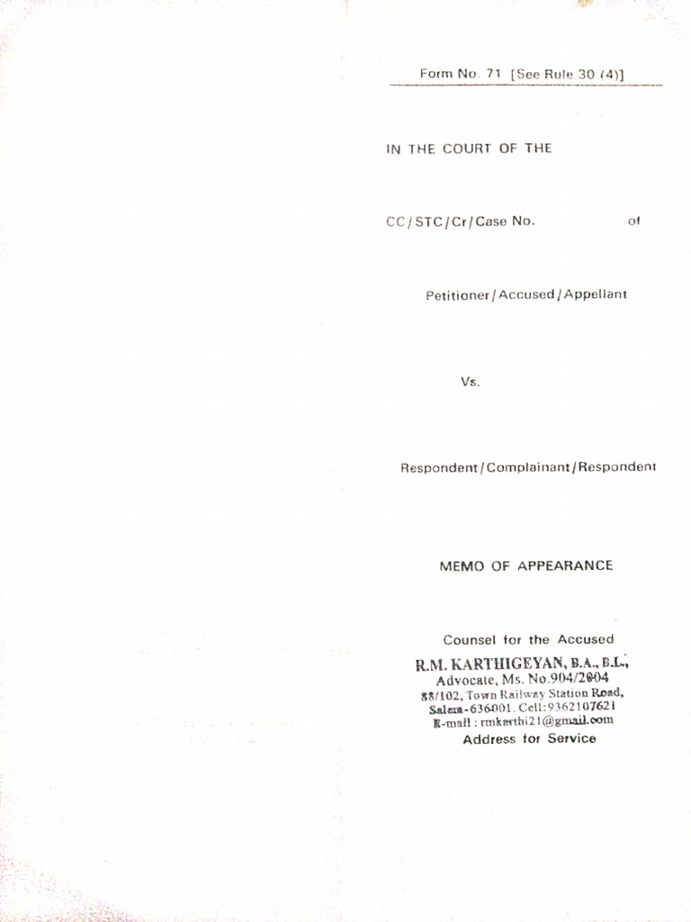 Memo of Appearance Form | PDF