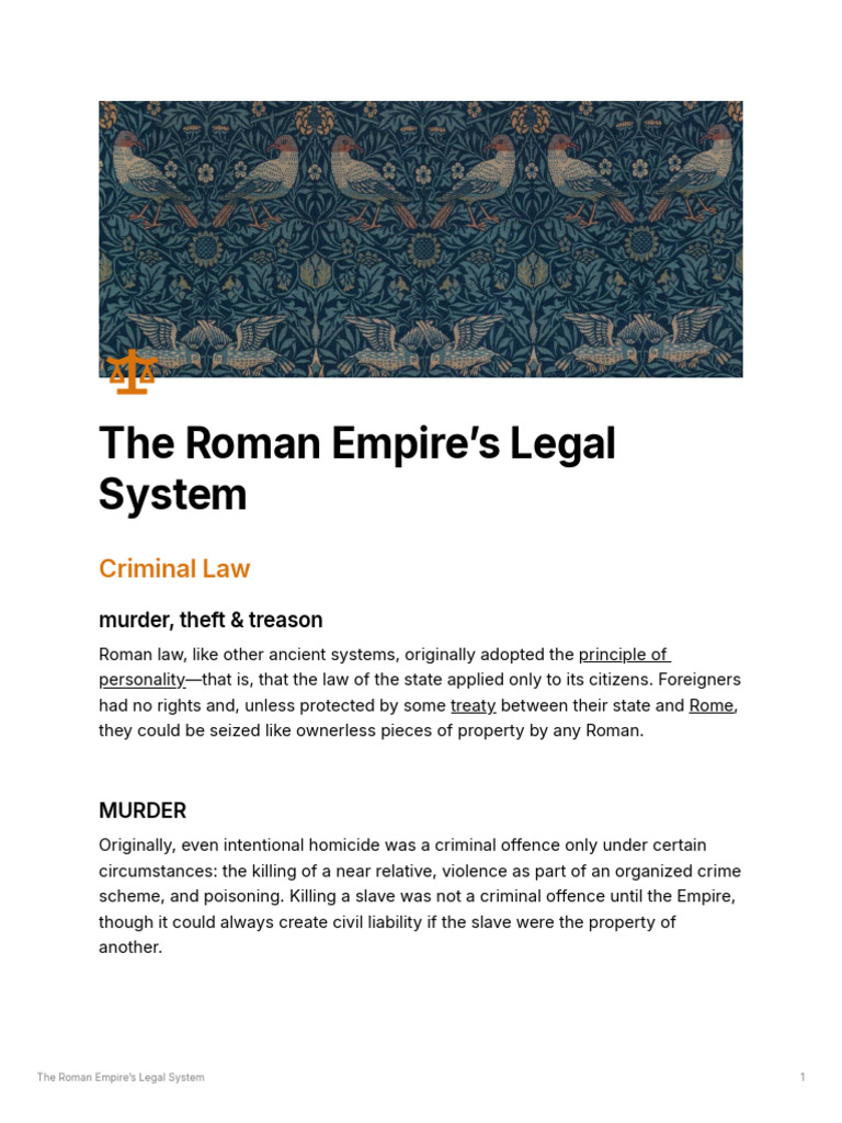 The Roman Empire S Legal System | PDF