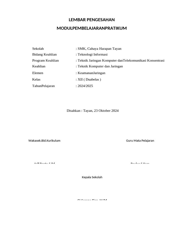 KJ 3 - Lembar Pengesahan | PDF