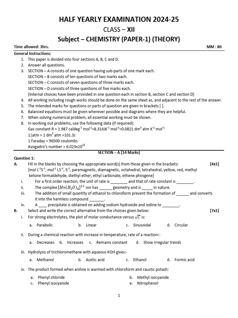 XII Half Yearly | PDF