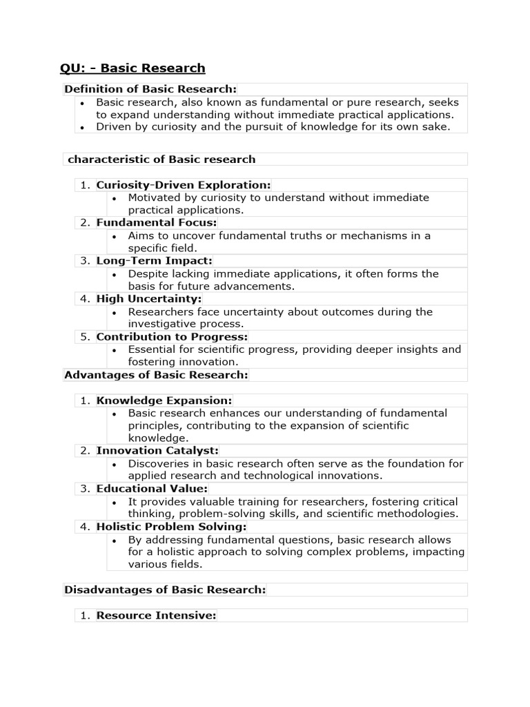 QU: - Basic Research | PDF