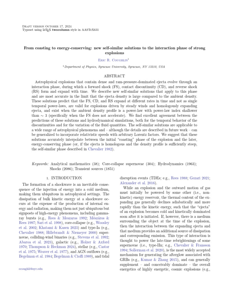 From Coasting To Energy-Conserving: New Self-Similar Solutions To The ...