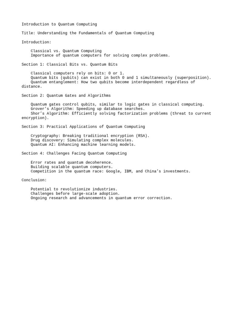 Introduction To Quantum Computing | PDF