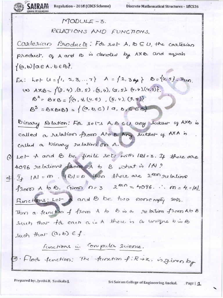 Discrete Mathematical Structures - 18CS36 Module-III | PDF