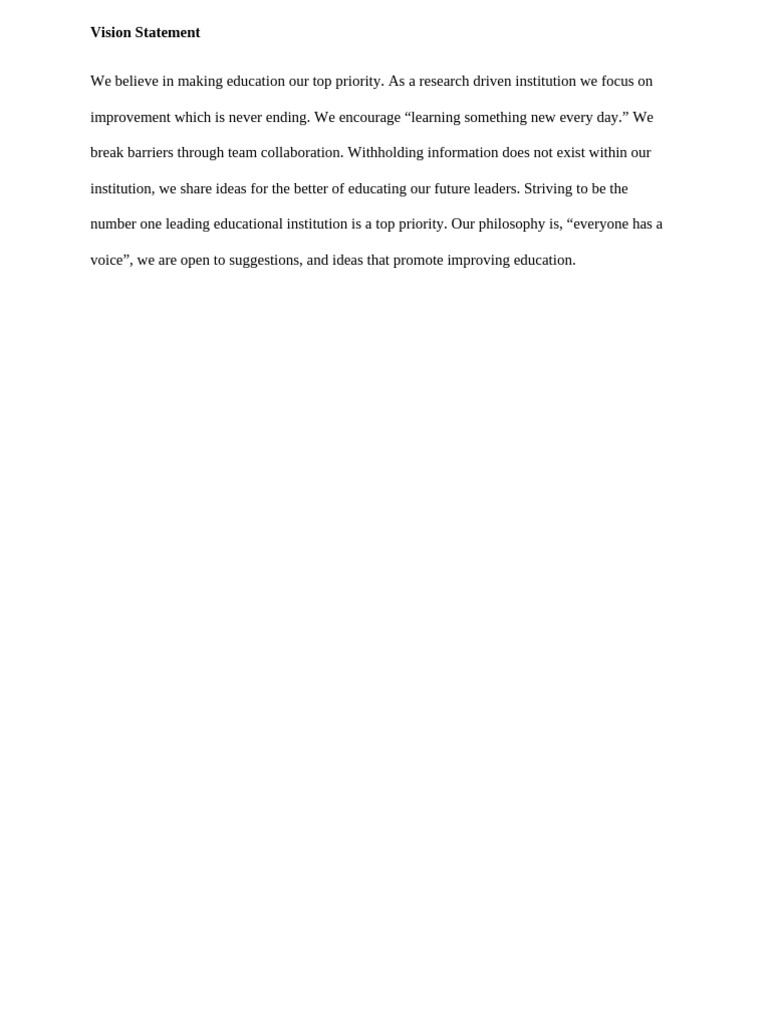 Vision Statement | PDF