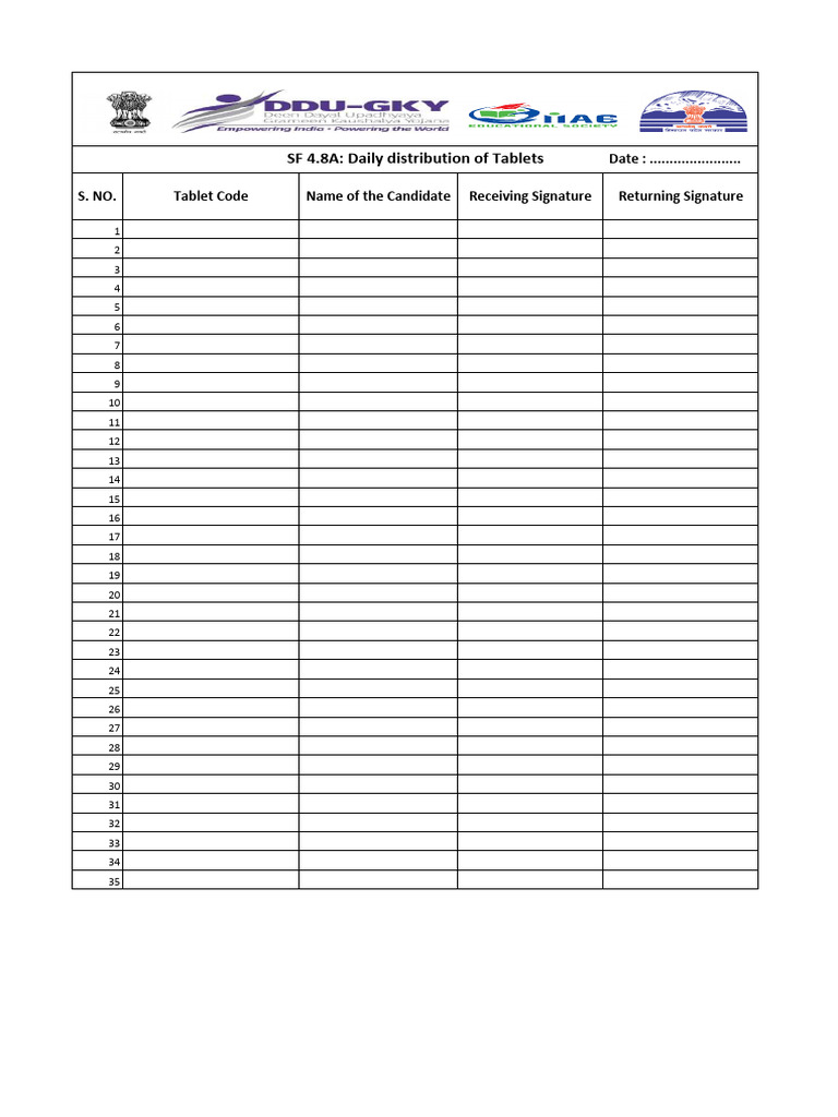 SF 4.8A - Daily Distribution of Tablets | PDF
