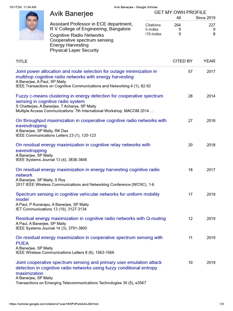 Avik Banerjee - Google Scholar | PDF