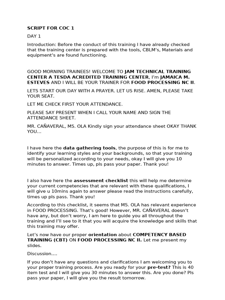 Script For Coc 1 | PDF