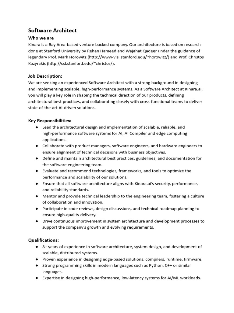 JD Kinara-Software Architect | PDF