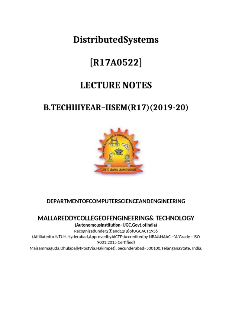 Distributed Systems Notes | PDF Distributed Systems Notes | PDF