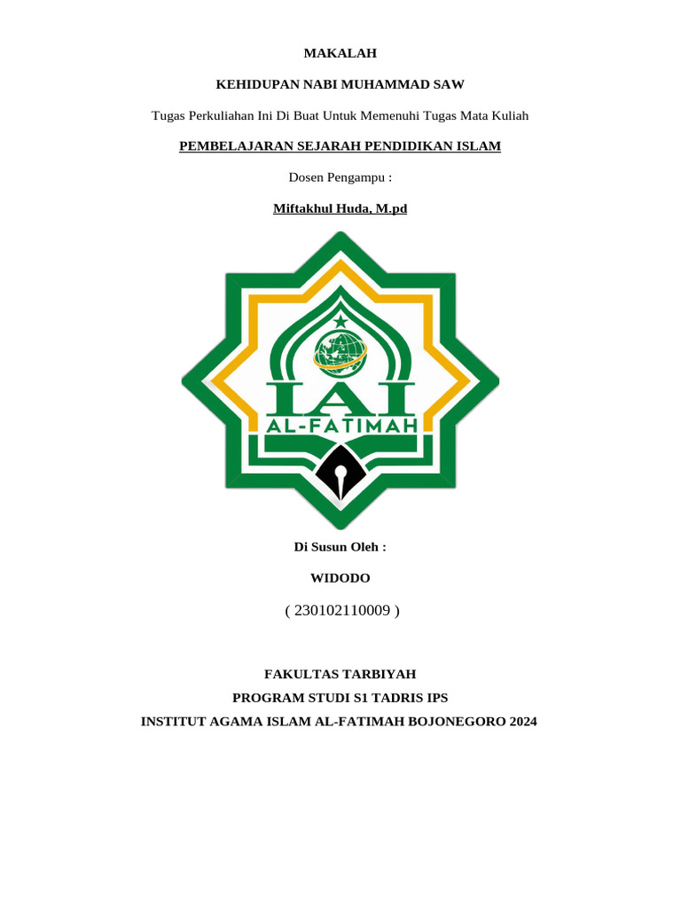 Makalah (Kehidupan Nabi Muhammad Saw) | PDF