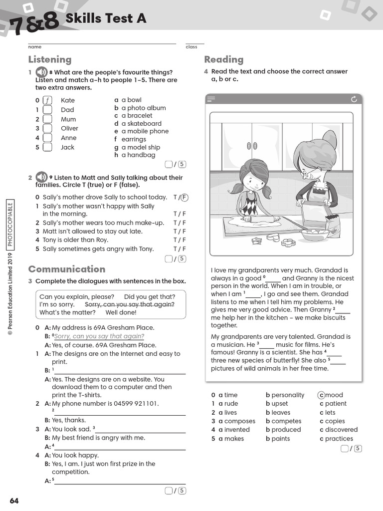 Skills Tests 7 8 A PDF | PDF