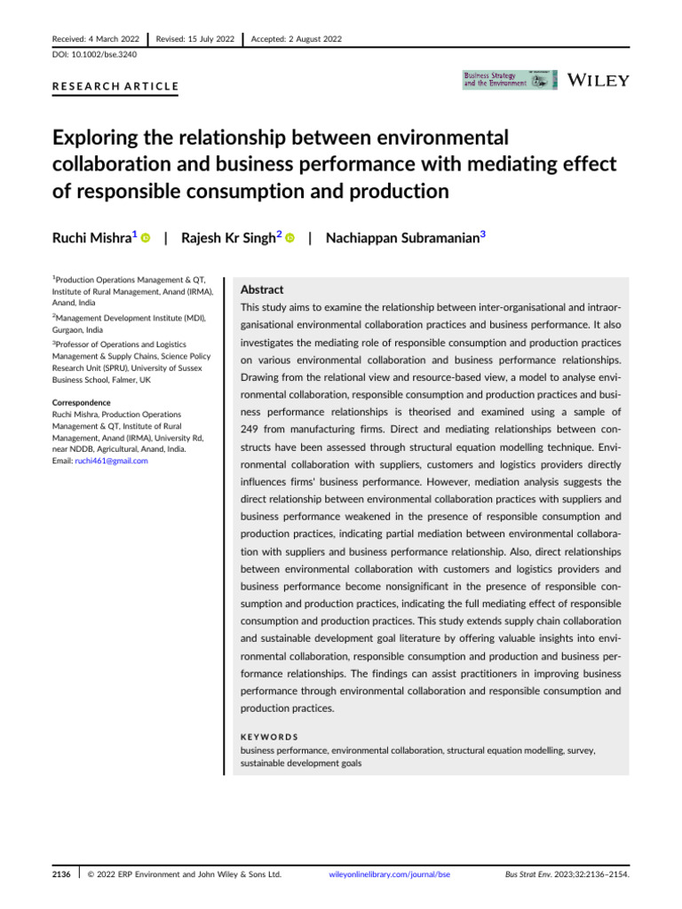 BB - Exploring The Relationship Between Environmental Collaboration | PDF