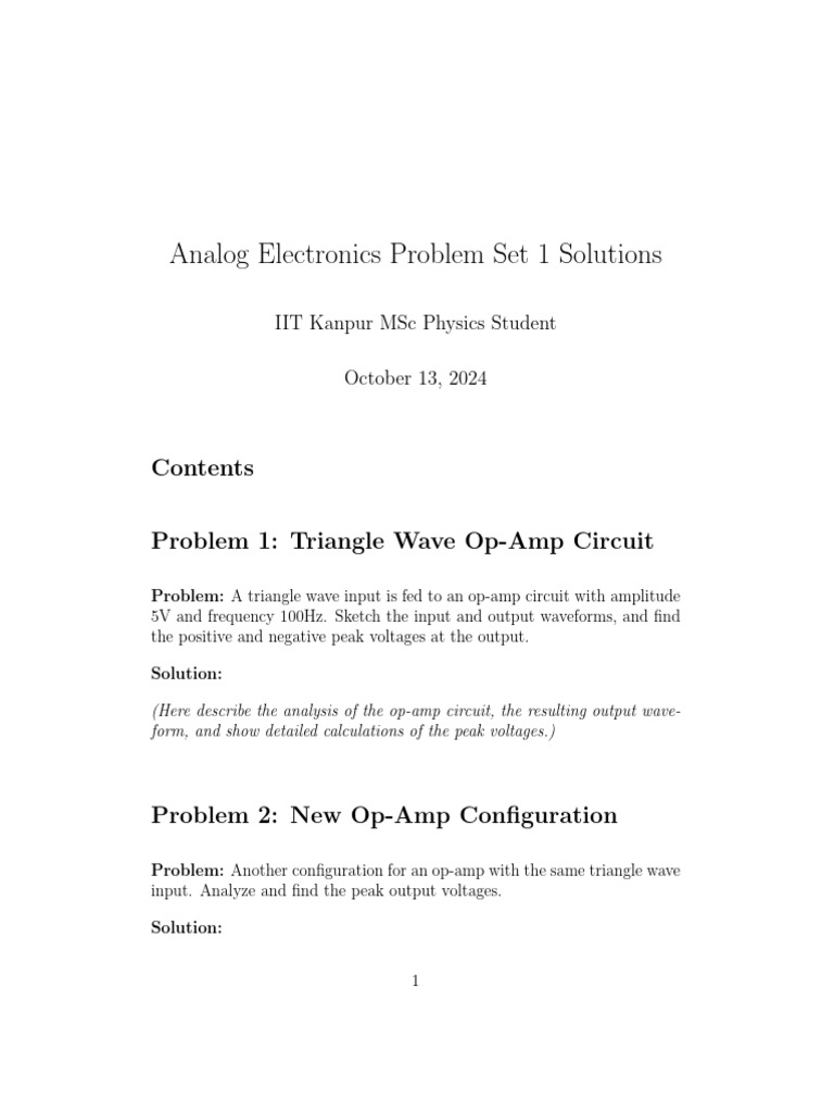 Analog Problem Set Solutions | PDF