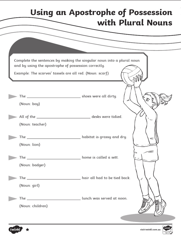Au t2 e 078e Using Apostrophes of Possession With Plural Nouns Activity ...