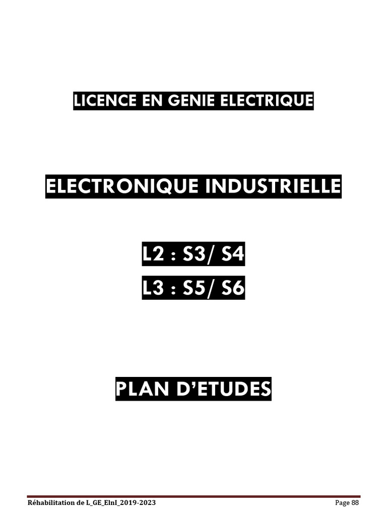 Plans Etudes Ge Elni 19-23 | PDF