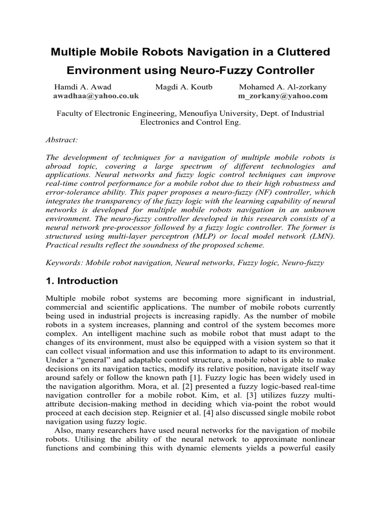 Multiple Mobile Robots Navigation in A Cluttered Environment Usi | PDF