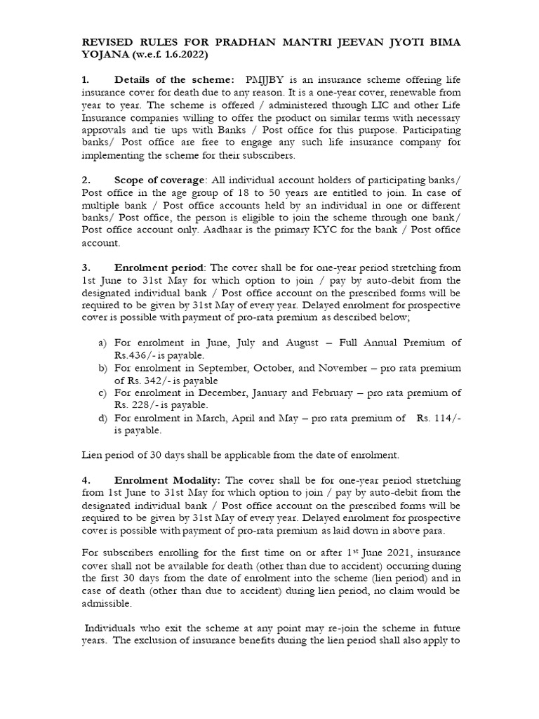 PMJJBY-Rules | PDF