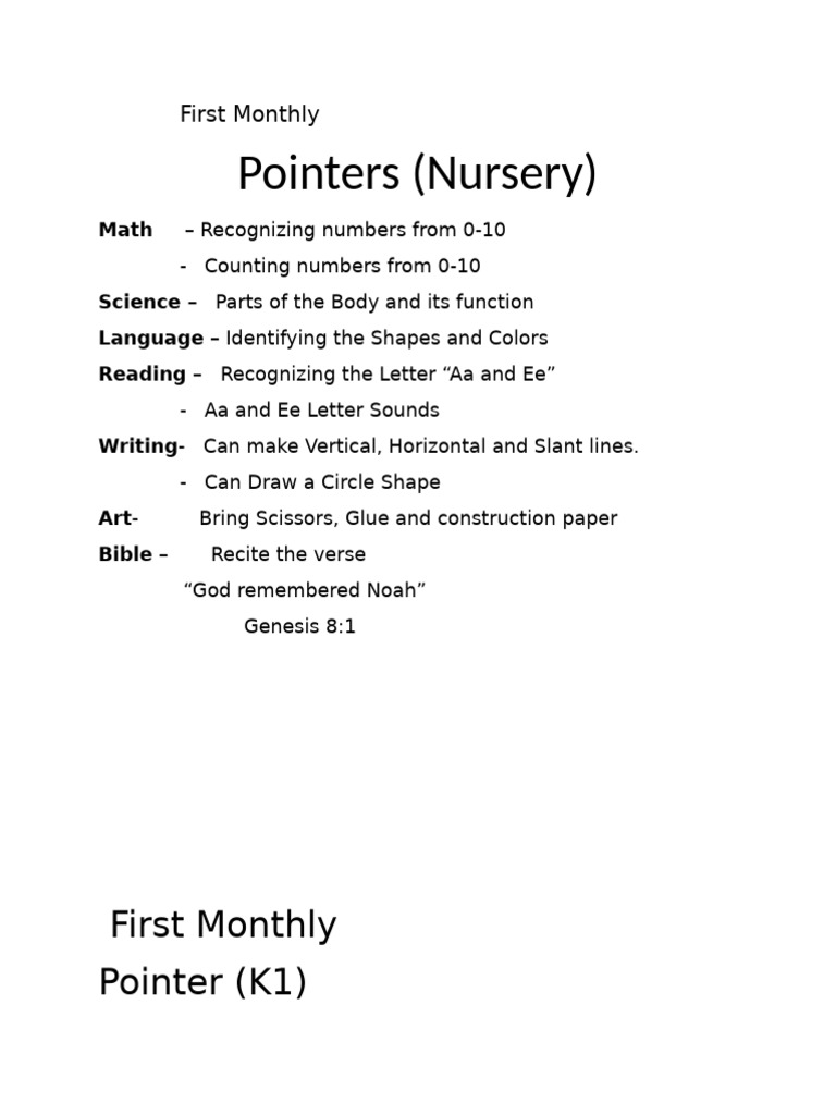 Pre-School Pointers | PDF