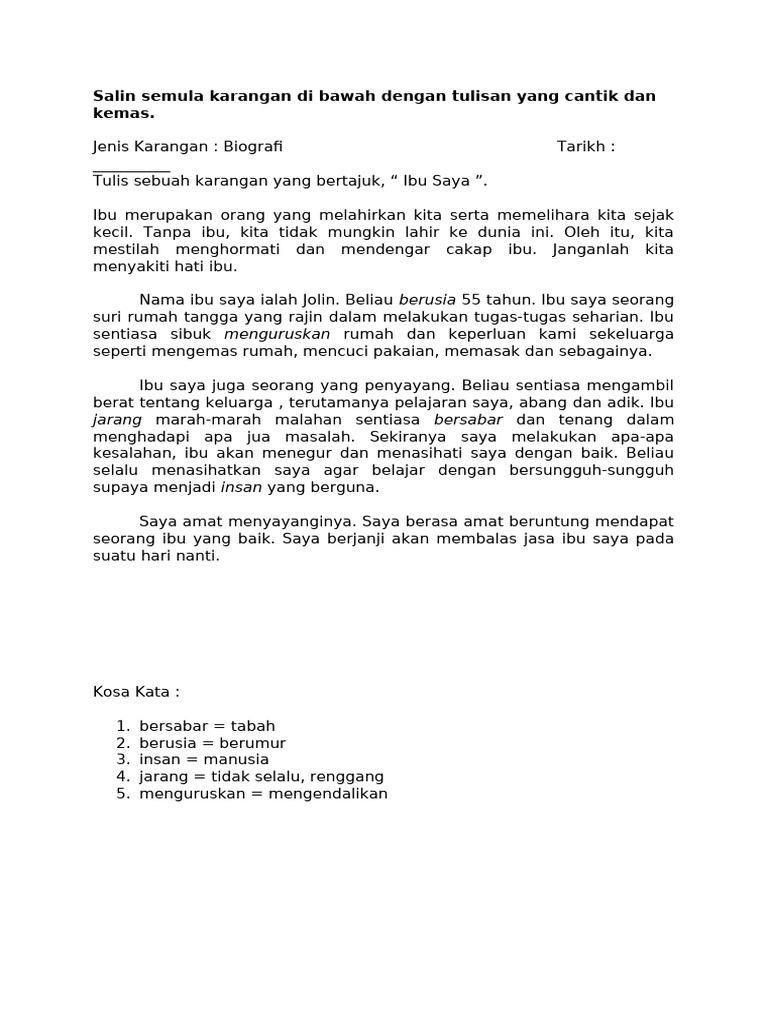 Latihan Menyalin Karangan | PDF