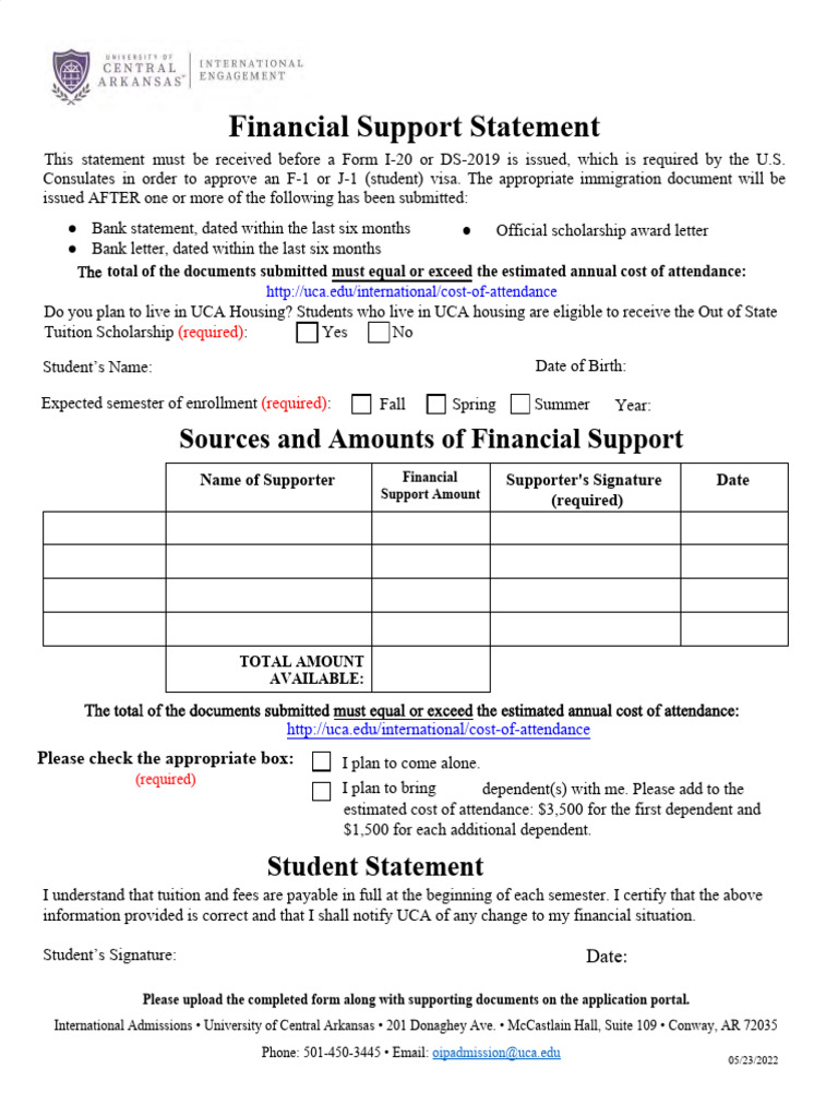 Financial Support Statement Fillable 20220523 (1) | PDF