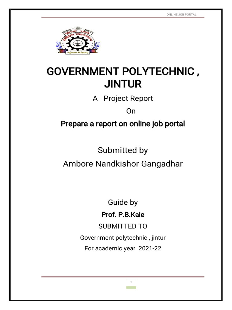 Online Job Portal Report PDF | PDF