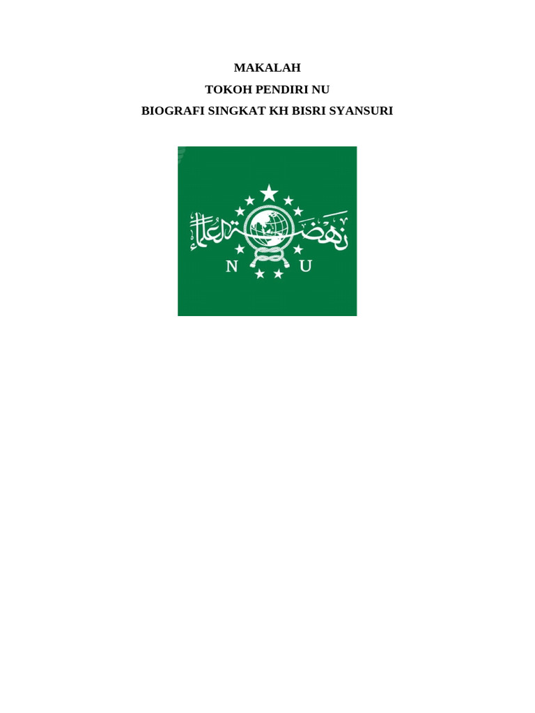 Biografi Kh Bisri Syansuri | PDF Biografi Kh Bisri Syansuri | PDF
