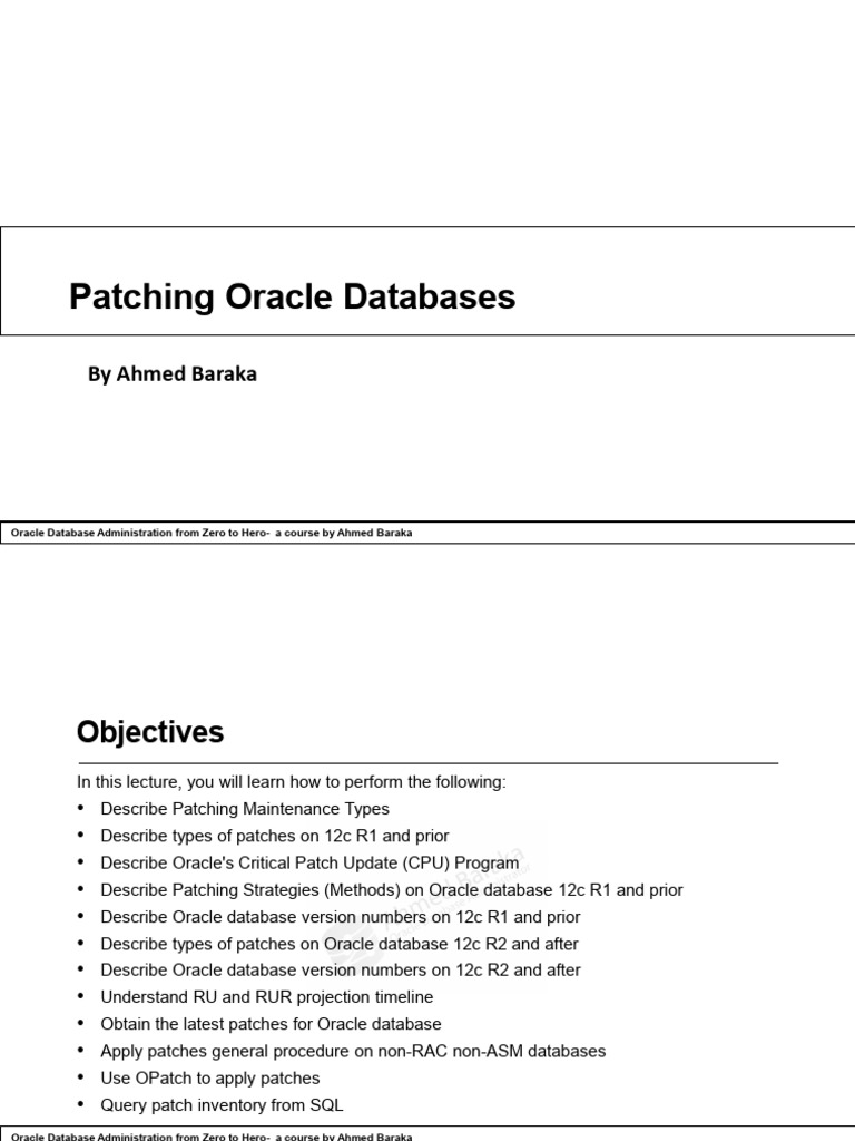 Patching Oracle Databases Pdf