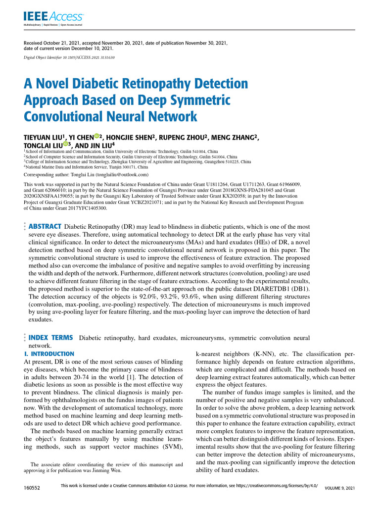 A Novel Diabetic Retinopathy Detection Approach Based On Deep Symmetric Convolutional Neural