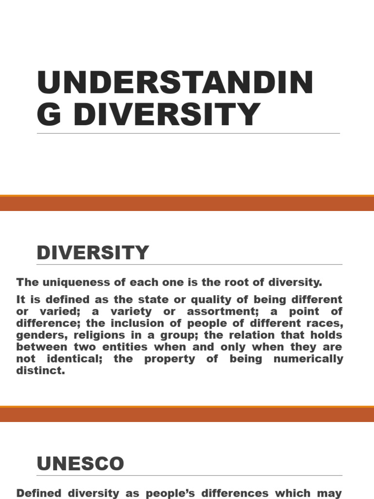 01-UNDERSTANDING DIVERSITY.pptx | PDF