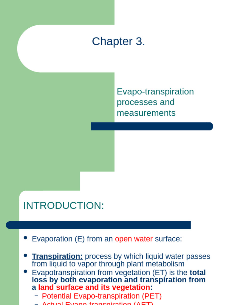 Chapter 3 - Evaporation - Processes - Measurements - Students | PDF