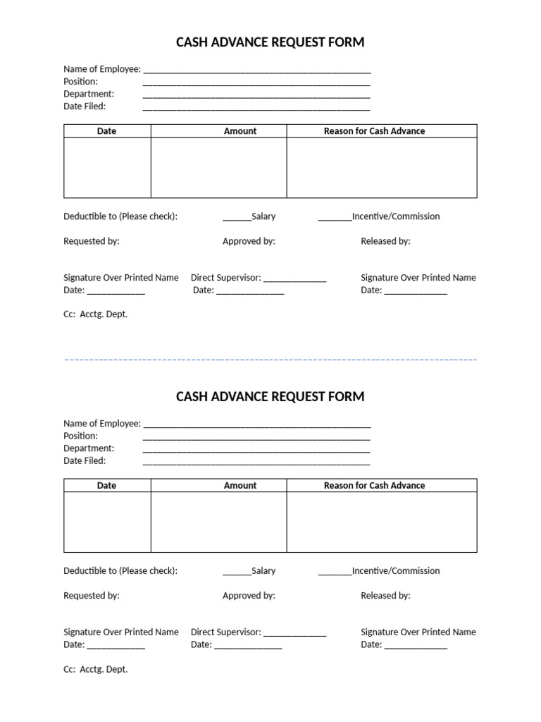 Cash Advance Request Form | PDF