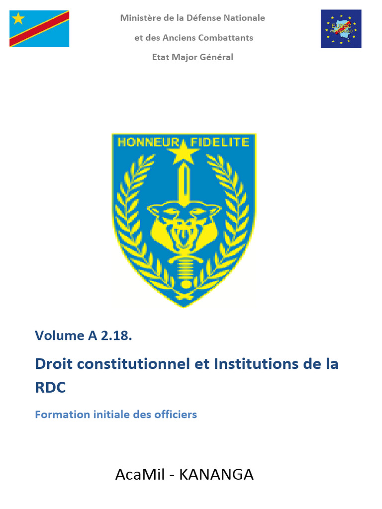 A.2.18 Droit Constitutionnel Et Institutions de La RDC | PDF