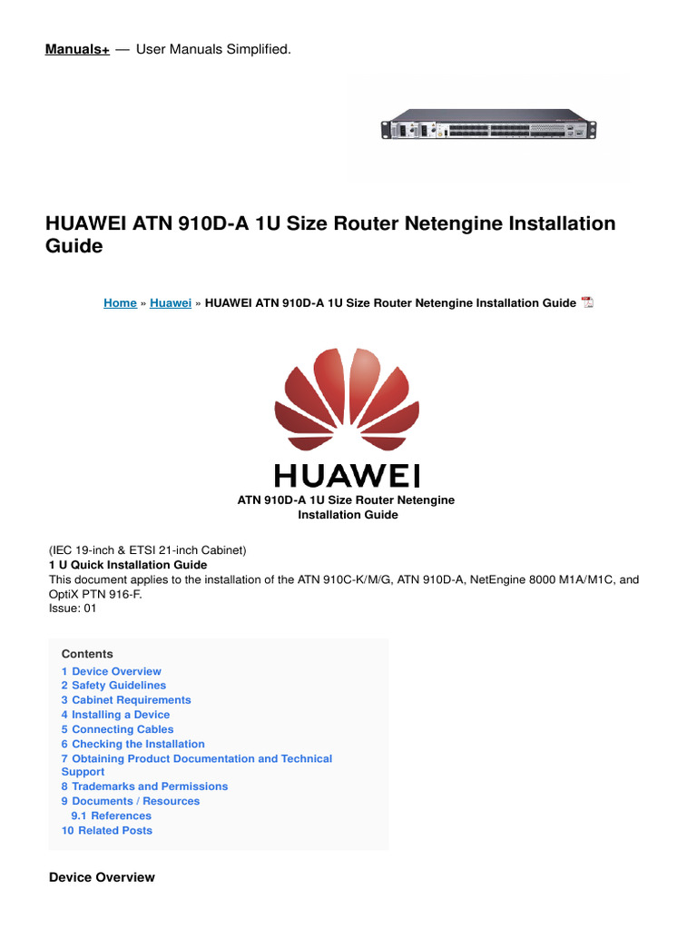 Huawei ATN 910D-A Installation Guide | PDF