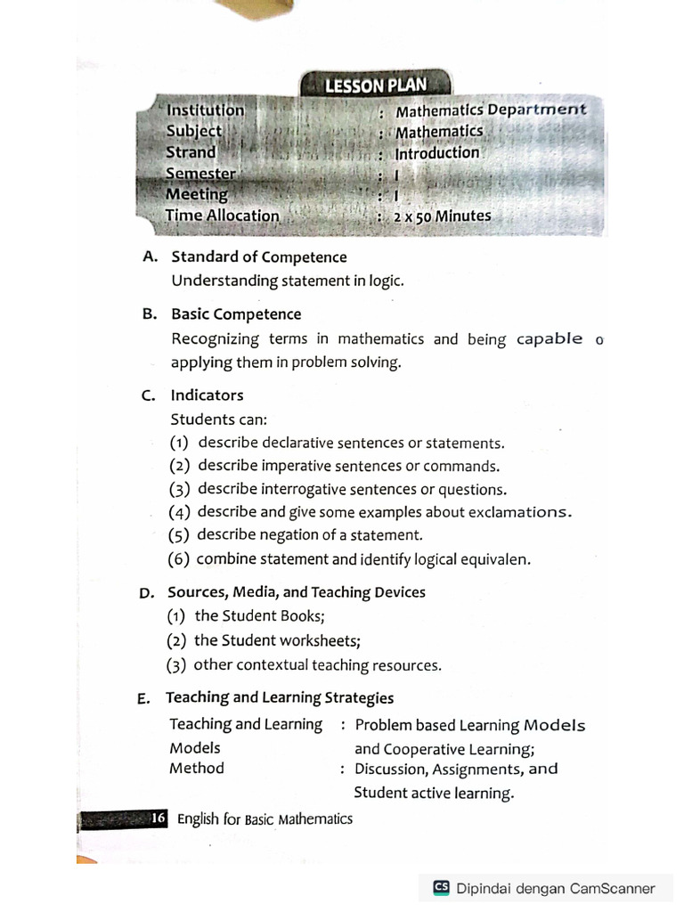 Contoh Lesson Plan and Student Worksheet | PDF