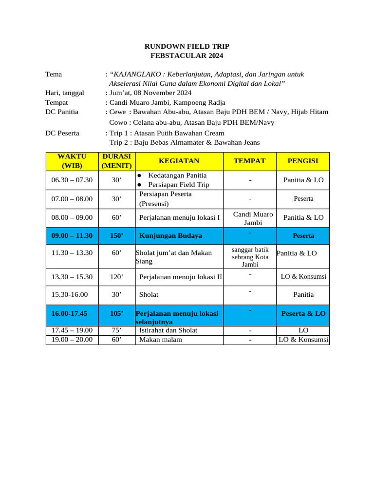 Rundown Field Trip Febstacular 2024 | PDF