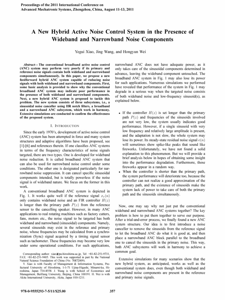 A New Hybrid Active Noise Control System in The Presence of Wideband ...