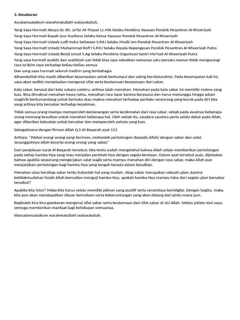 Pidato Bahasa Indonesia Islami | PDF