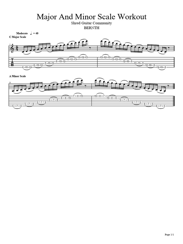 Major And Minor Scale Workout | PDF