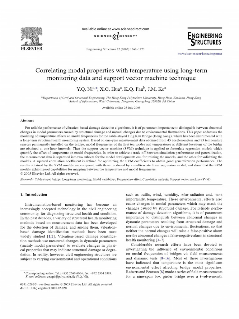 Correlating Modal Properties With Temperature Using Long-Term Monitoring Data and Support Vector ...