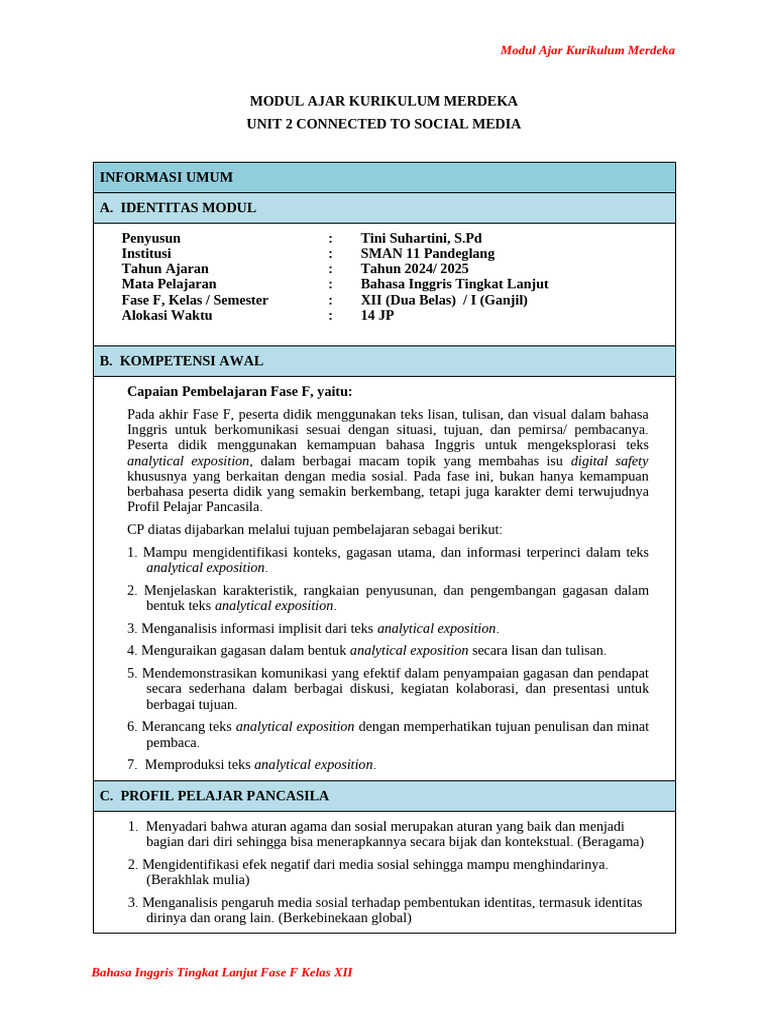 Modul Ajar Unit 2 | PDF