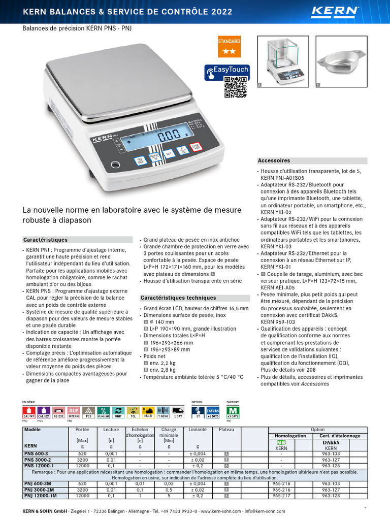 Fiche Balance KERN PNJ-FR | PDF