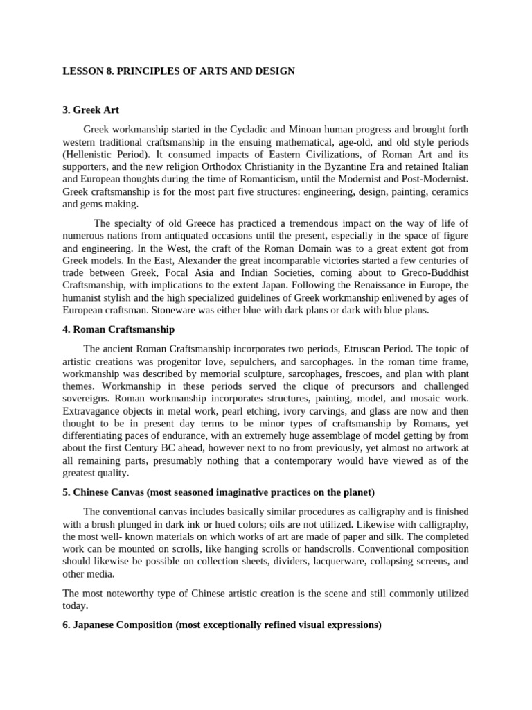 Lesson 8. Principles of Arts and Design | PDF