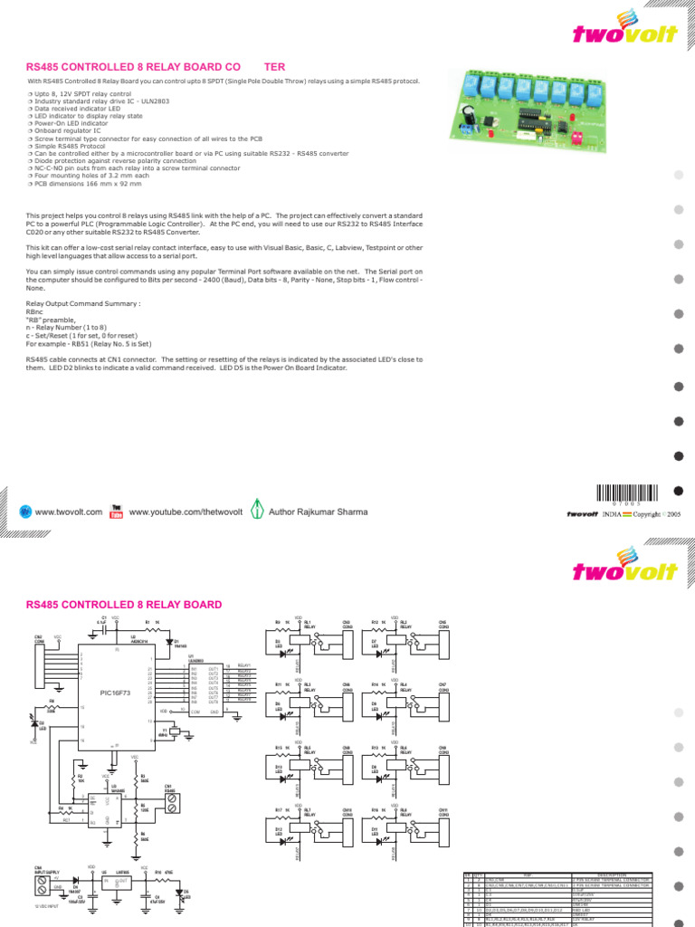 8 Channel RS485 Driven Relay Board | PDF