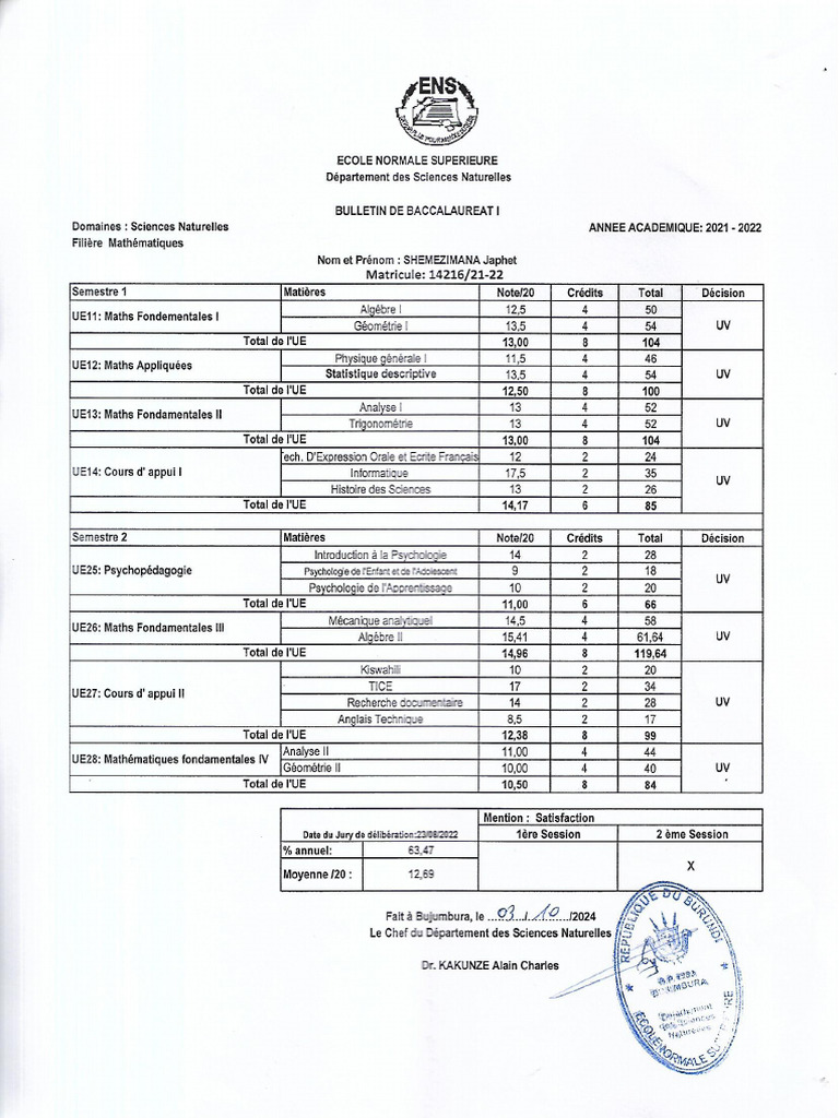 Bulletin Bac I | PDF