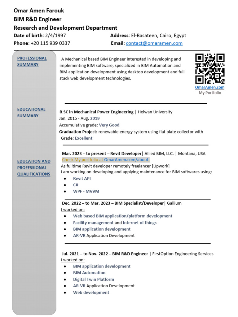 Omar Amen Farouk CV | PDF