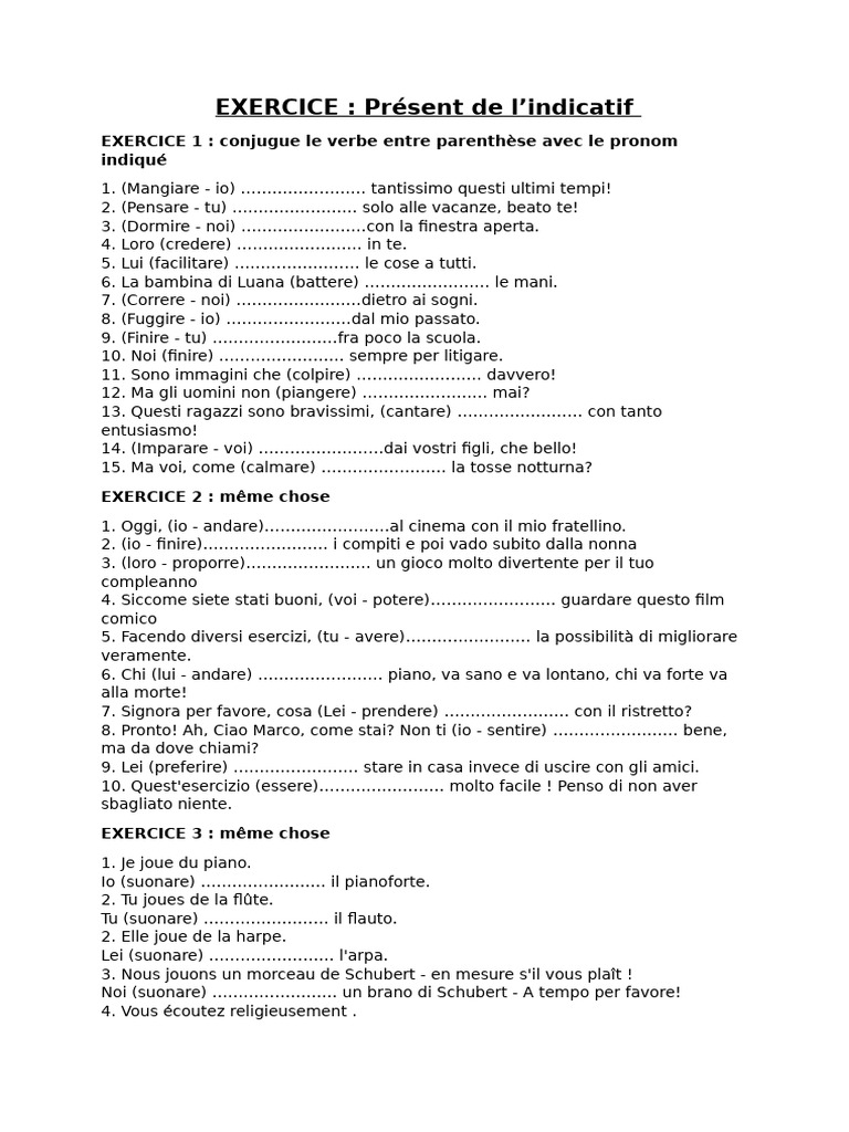 Le Présent Exercice 1 | PDF