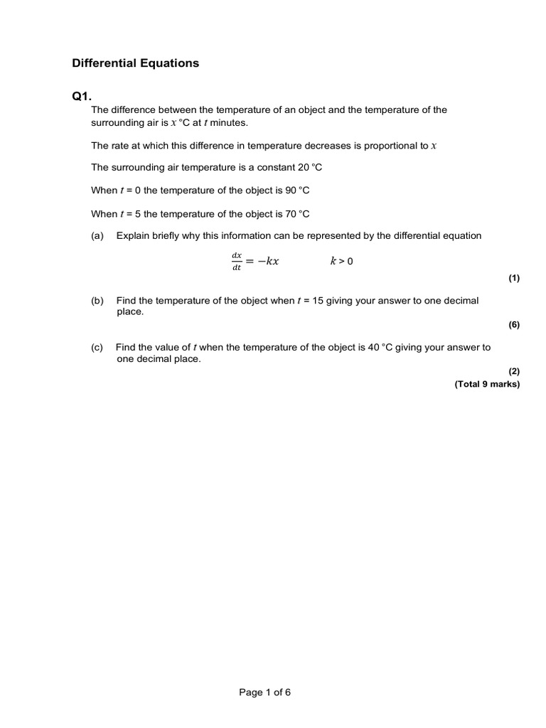 Differential Equations (QNS) | PDF